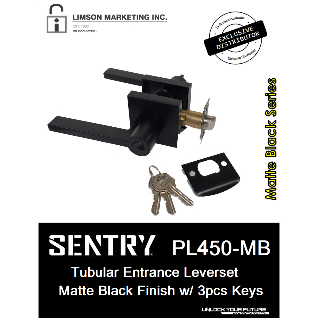SENTRY PREMIUM DESIGN SERIES LEVER LOCK 60-70MM BACKSET MATTE BLACK ...