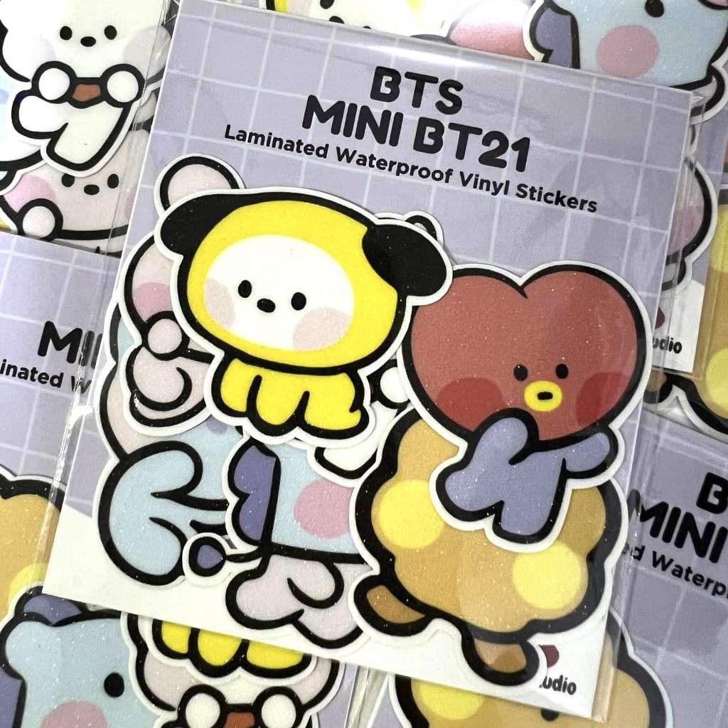 BTS MINI BT21 Sticker Pack - Waterproof Laminated Vinyl Sticker ...