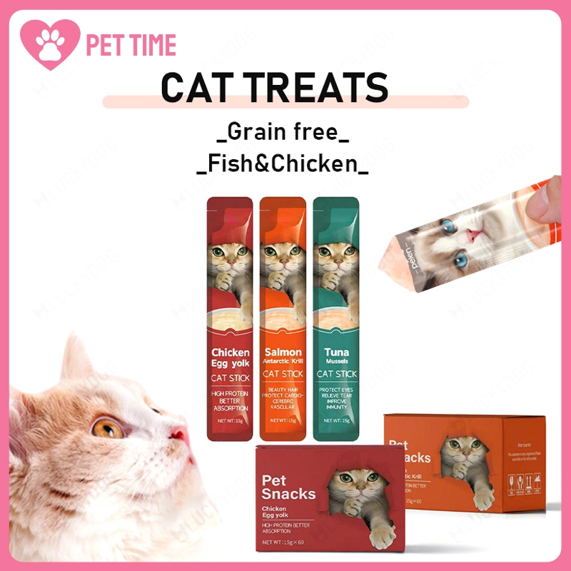 60Pcs Cat Snack Cat Food Treats Cat Strip Fresh Wet Food Pack Liquid ...