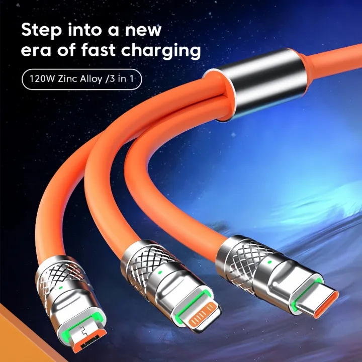 Liquid Silicone Cable Metal 6A Type C Fast Charge Cable Micro USB ...