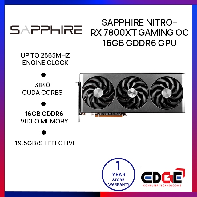 EDGE | SAPPHIRE Nitro+ RX 7800XT Gaming OC 16GB GDDR6 GPU Graphics Card ...