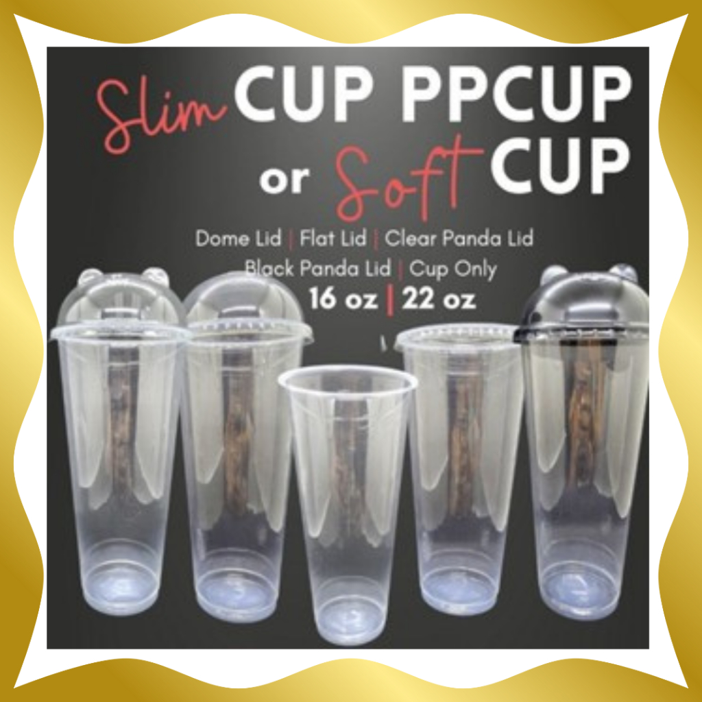 Plastic Slim Cups For Milktea Slim Disposable Cups 16oz & 22oz Set ...