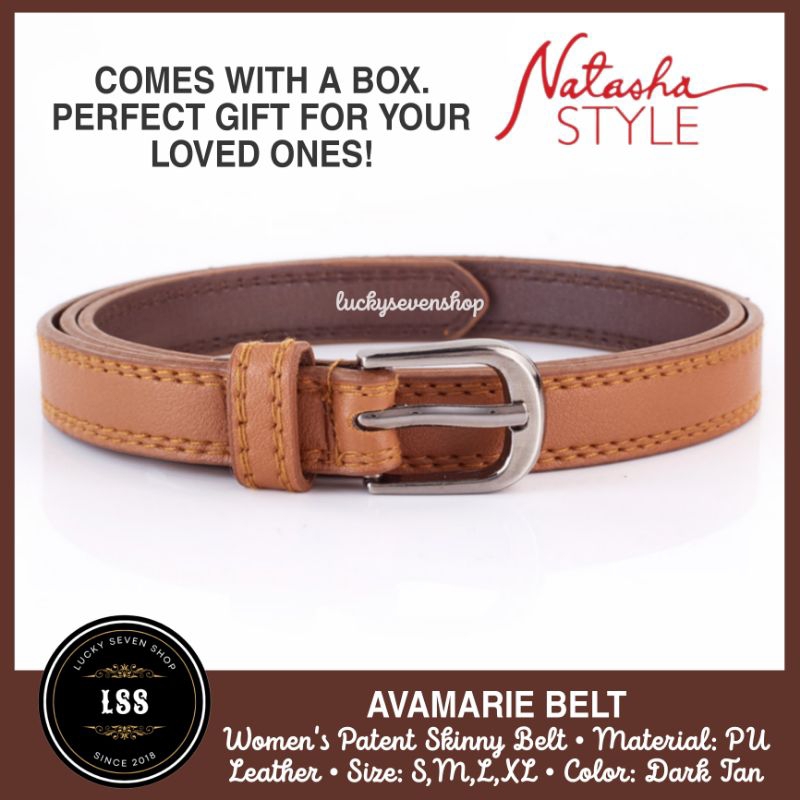 NATASHA Double Stitches Skinny Belt Accessories Gift Ideas for Women ...