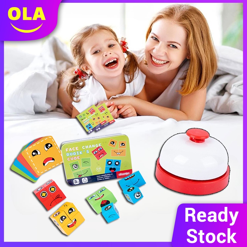 Expression Puzzle Building Blocks Wooden Face Changing Cube Building ...