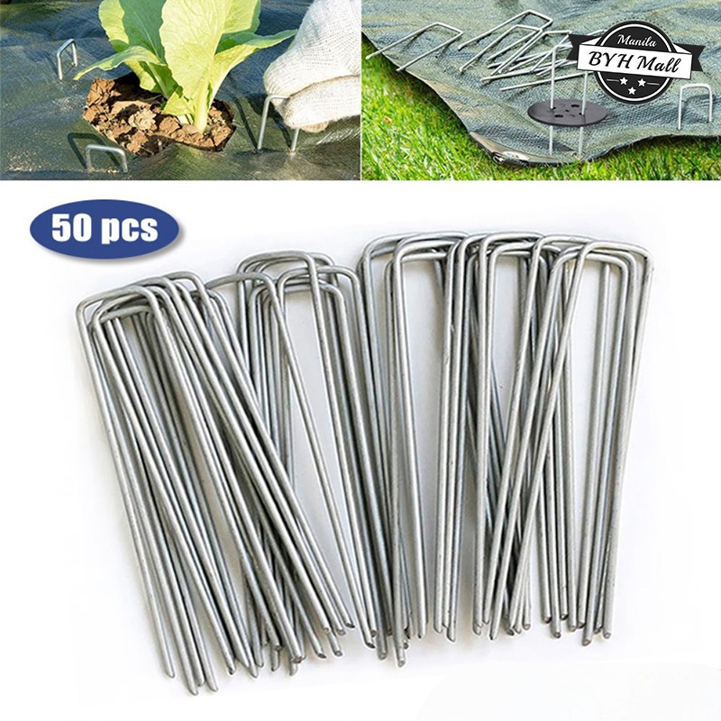50PCS U-Type Turf Staples Sod Pins Stakes Landscape Nails Securing ...