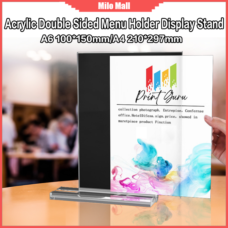 A4/A6 Acrylic Menu Billboard Menu Display Stand Acrylic Sided Menu ...