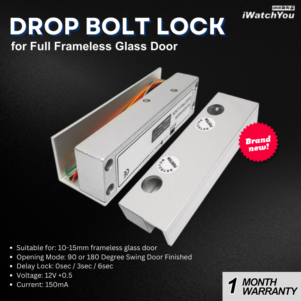 Drop Bolt Lock for Full FRAMELESS Glass Door for Door Access Control ...