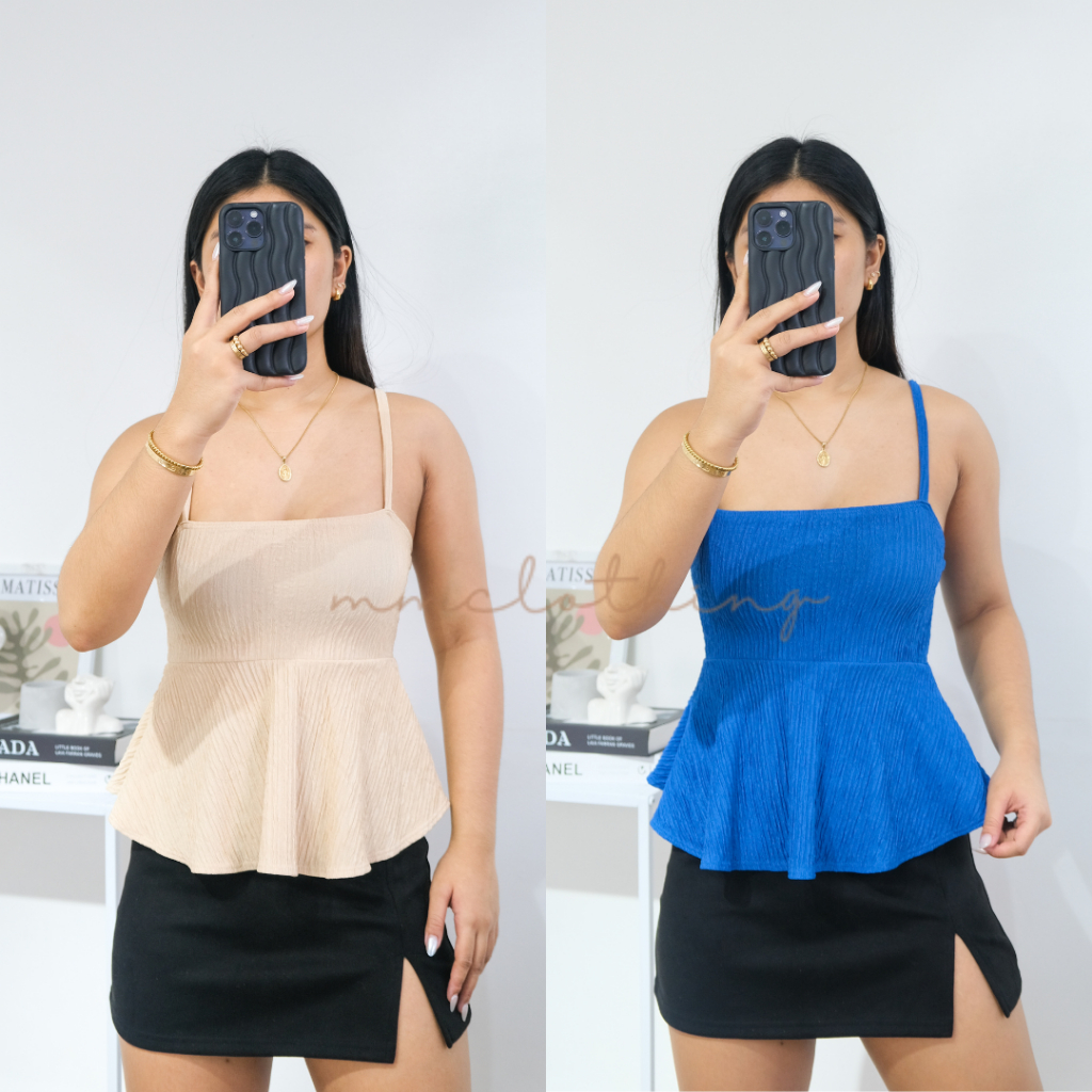 MMCLOTHING String Cami Peplum Top | Shopee Philippines
