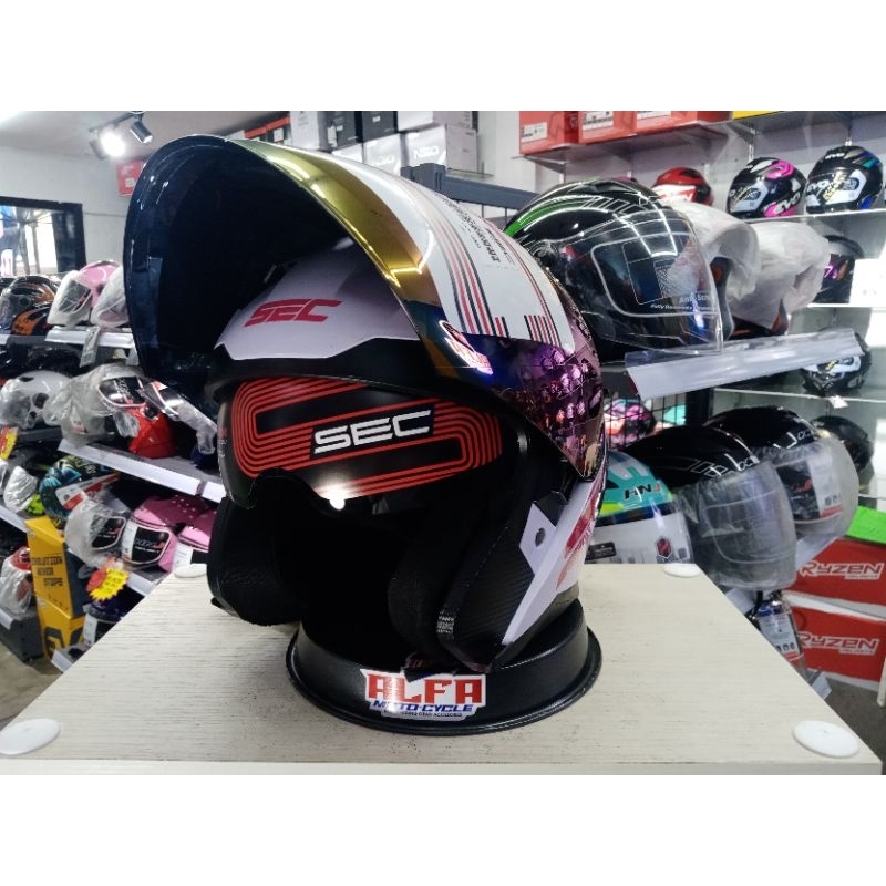 SEC REFLUX, Half Face Motorcycle Helmet, Dual Visor | Shopee Philippines