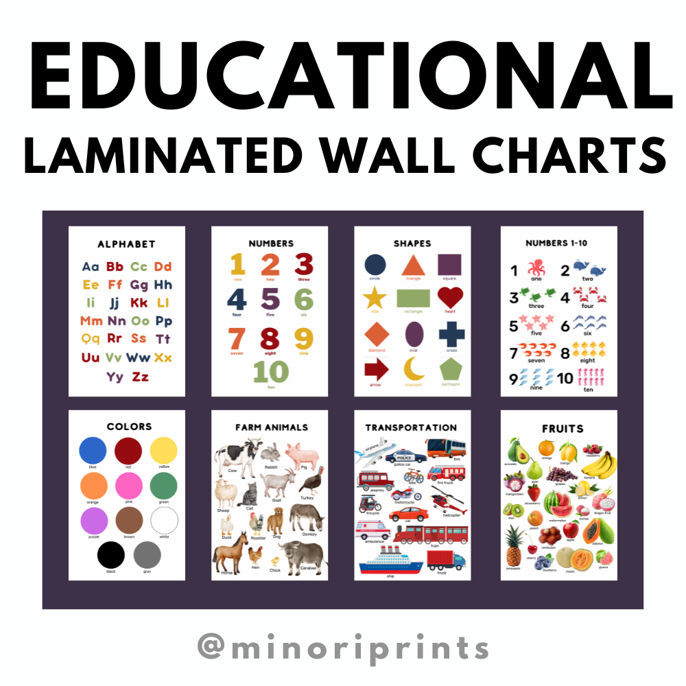 A3 Big Educational Wall Charts Laminated Charts for Kids and Toddlers ...