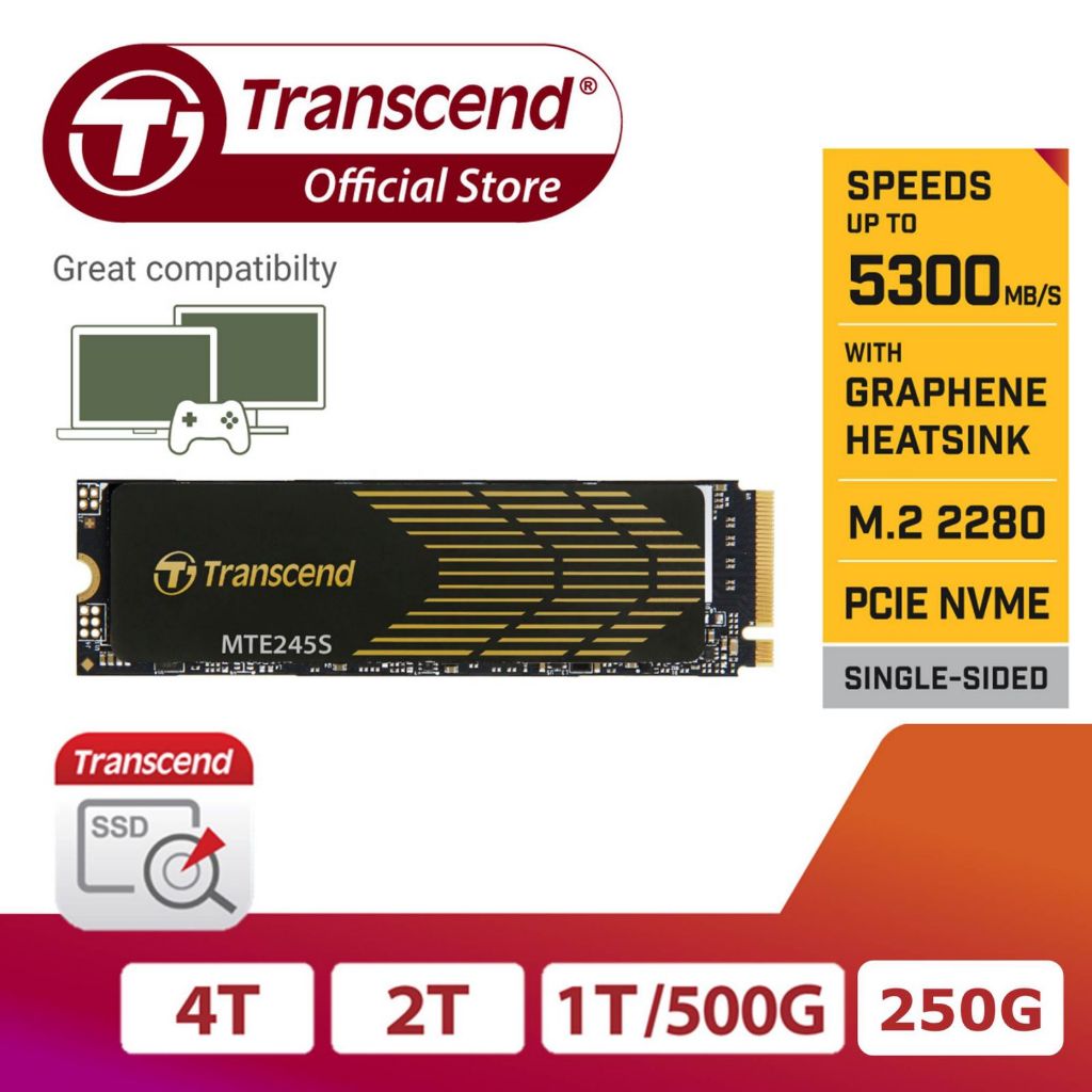 Transcend 500GB/1TB/2TB PCIe M.2 SSD 245S NVMe PCIe Gen4 x4 interface, 3D NAND flash | Shopee ...