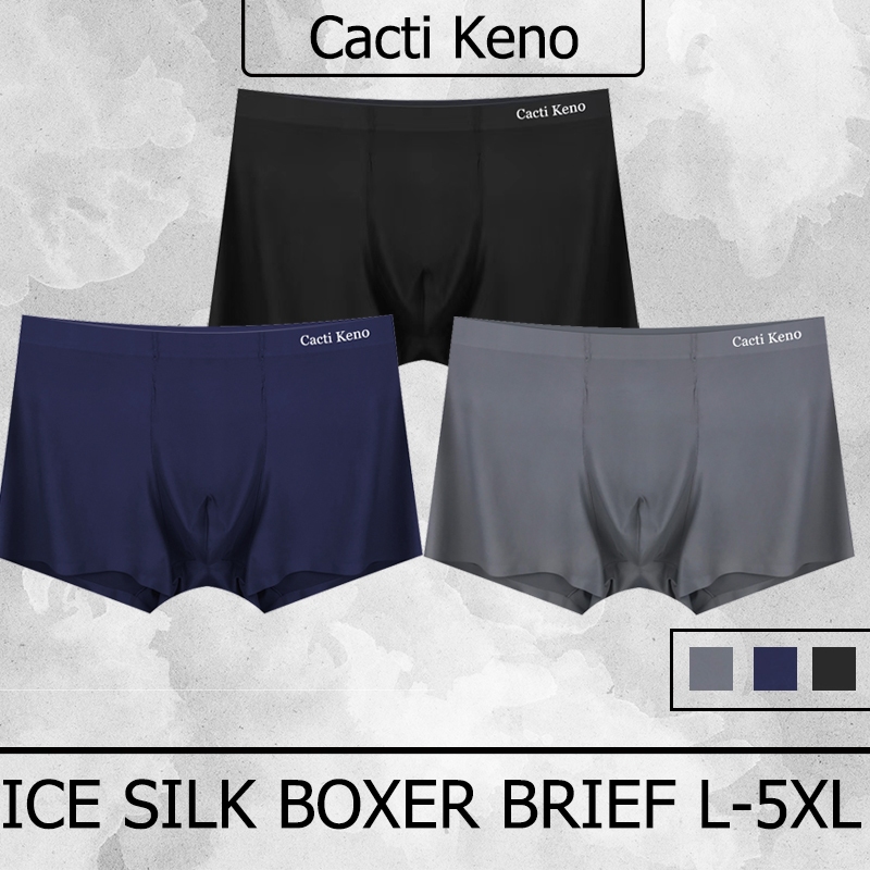 1pack Mens Ice Silk Briefs Breathable Mens Boxer Briefs Plus Size Men