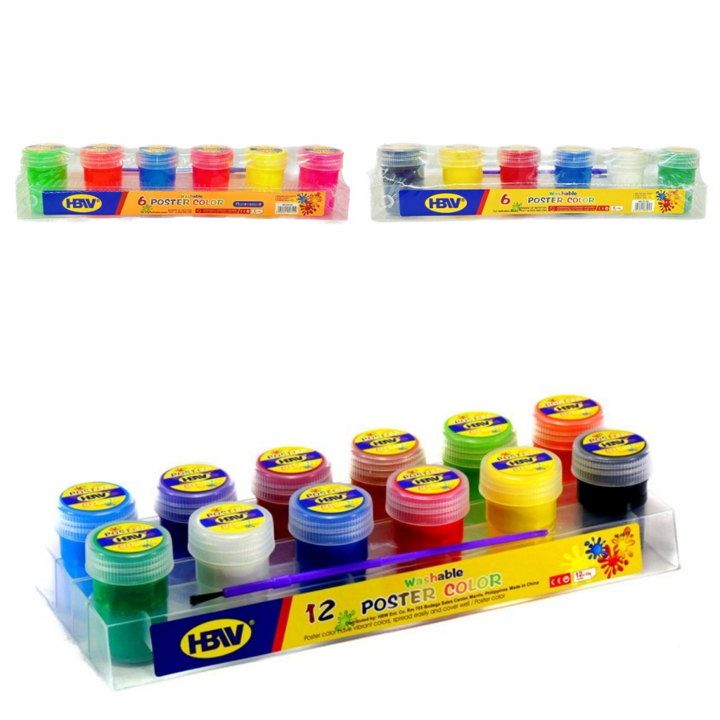 HBW Washable Poster Color / Fluorescent Color 6 colors /12 colors with ...
