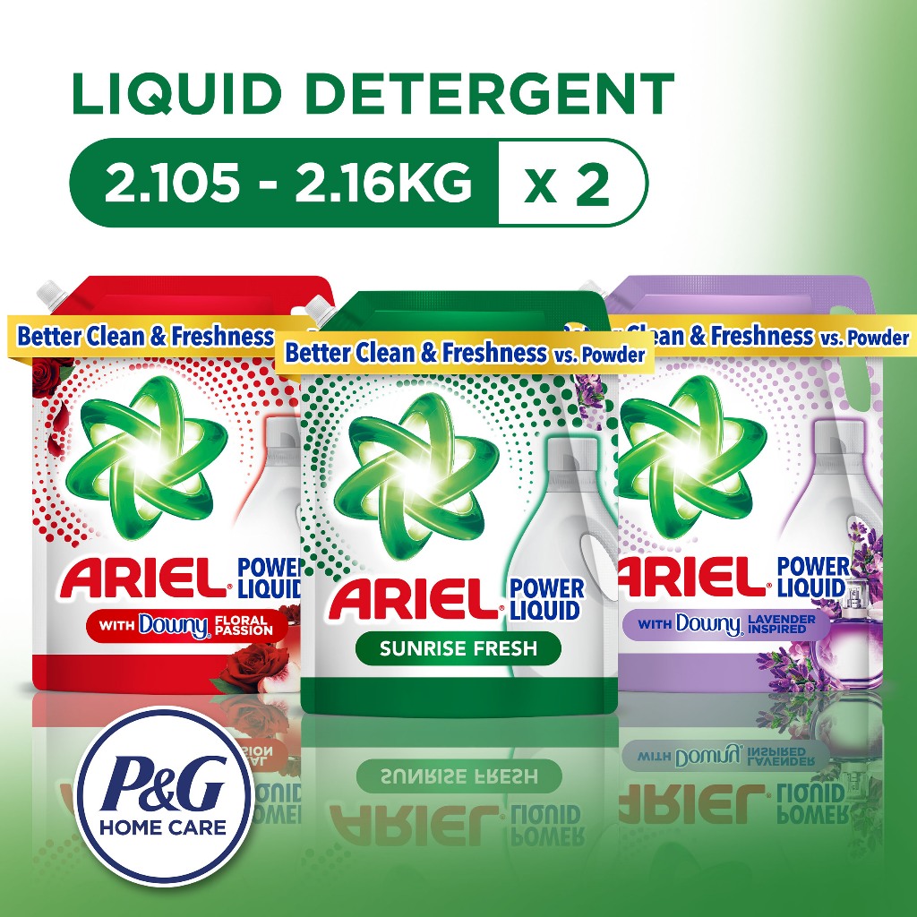 Ariel Liquid Detergent Floral Passion Sunrise Fresh Lavender Bundle 2.105 -2.16KG Refill x 2 ...