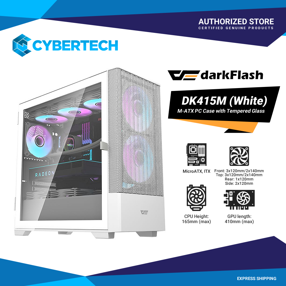 Darkflash DK415M M-ATX PC Case with Tempered Glass and 2 x 140cm ARGB ...