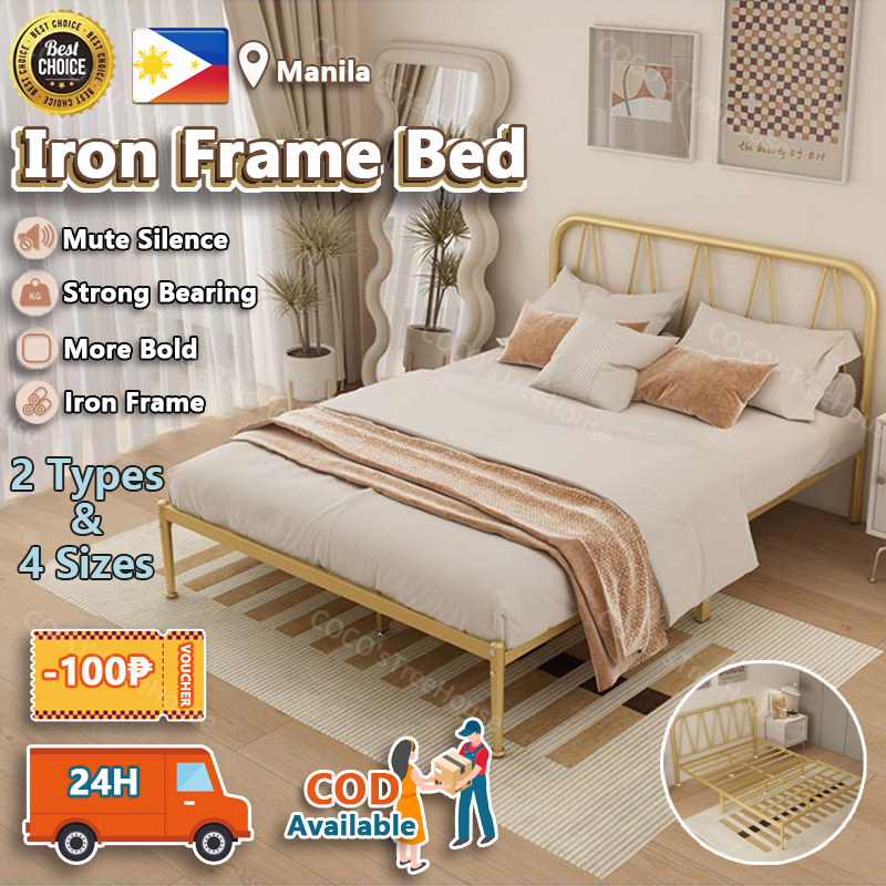 Metal Iron Frame Bed Simple Iron Bed Nordic Retro Frame Bed High Load ...