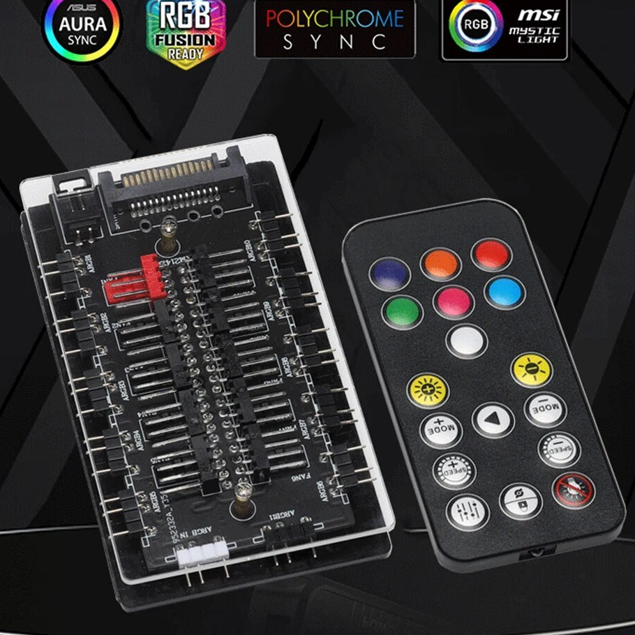 ARGB 5V 3 Pin Controller + PWM LED 2 in 1 Sync Splitter Hub SATA with ...