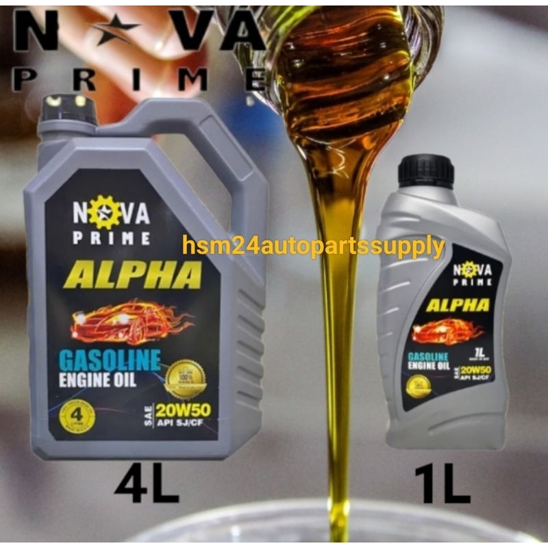 NOVA PRIME ALPHA GASOLINE ENGINE OIL 1L/4L 20W50 API SJ/CF | Shopee Philippines