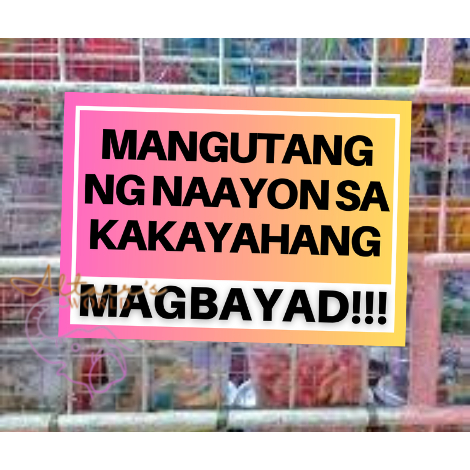 Bawal Utang No Credit Bawal Umutang Set 2 Funny Meme Signages for Sari ...