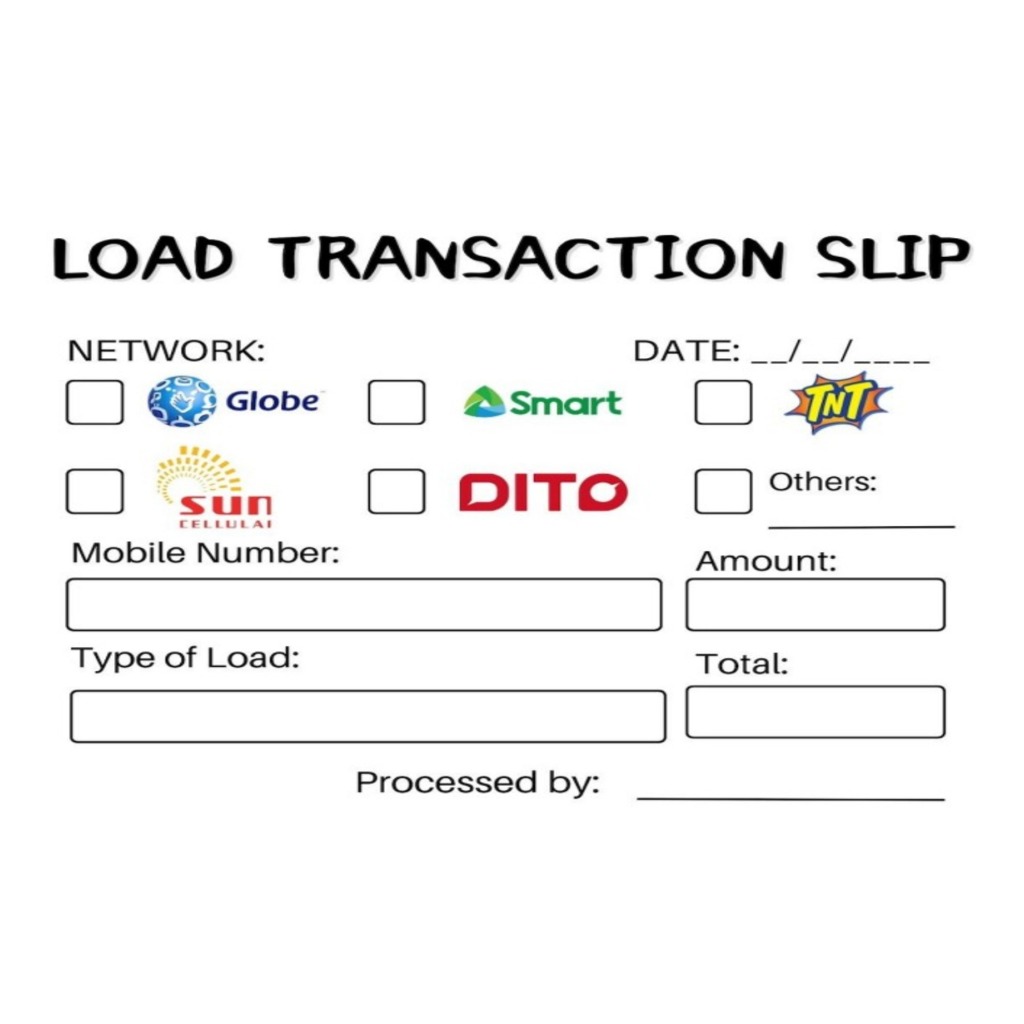 LOAD TRANSACTION SLIP (A6 SIZE) | Shopee Philippines