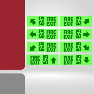 Luminous Fire exit signage glow in the dark cut out sticker on 3mm ...