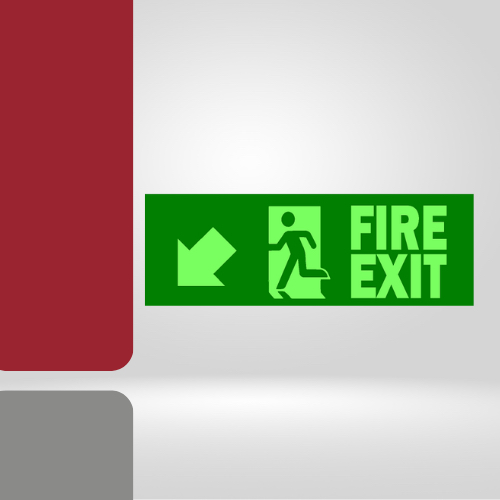 Luminous Fire exit signage glow in the dark cut out sticker on 3mm ...