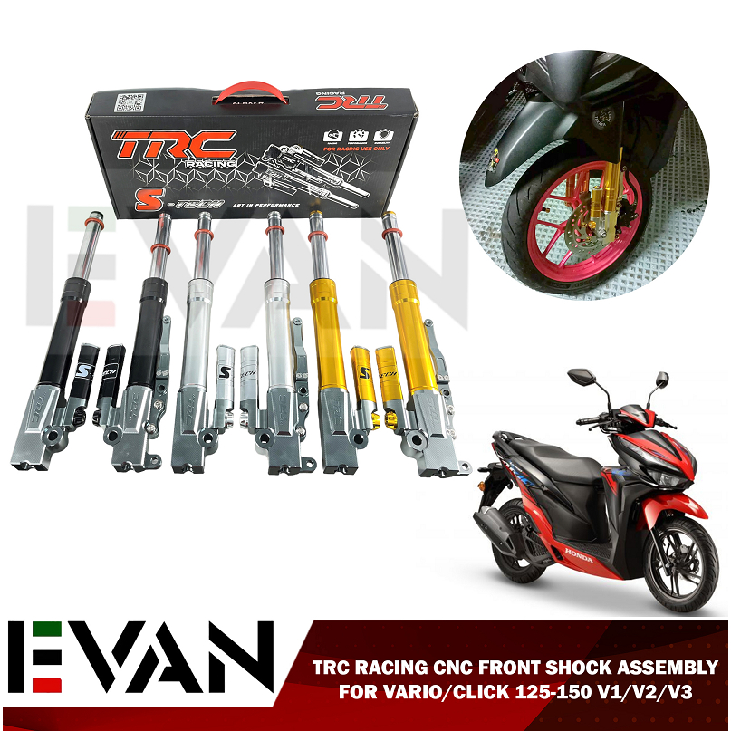EVAN.COM 1 SET TRC FRONT SHOCK FOR HONDA CLICK 125i / 150i HIGH QUALITY FULL CNC ALLOY MADE IN ...