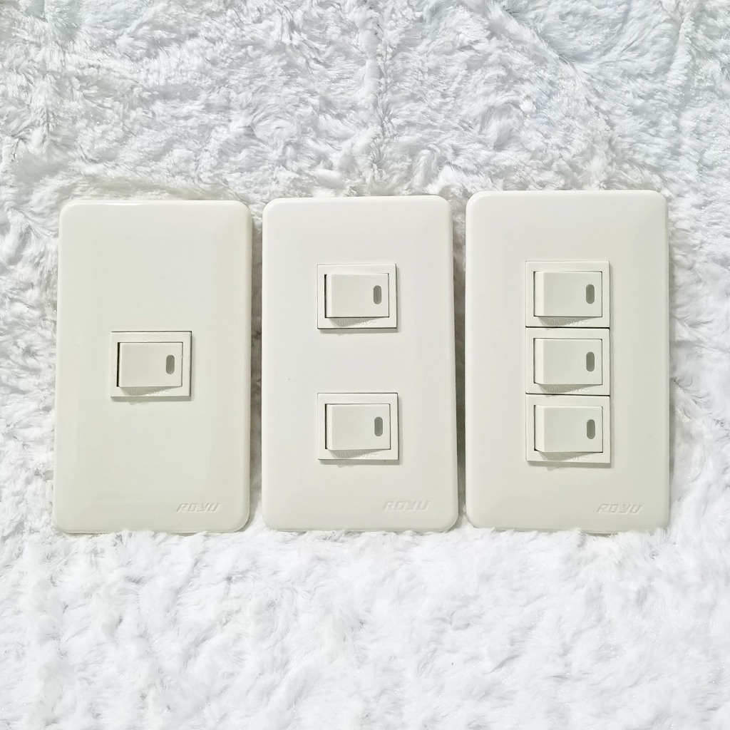 BOX 10 PCS ROYU CLASSIC Series Switch With LED Set 1 2 3 G Gang WH601 ...