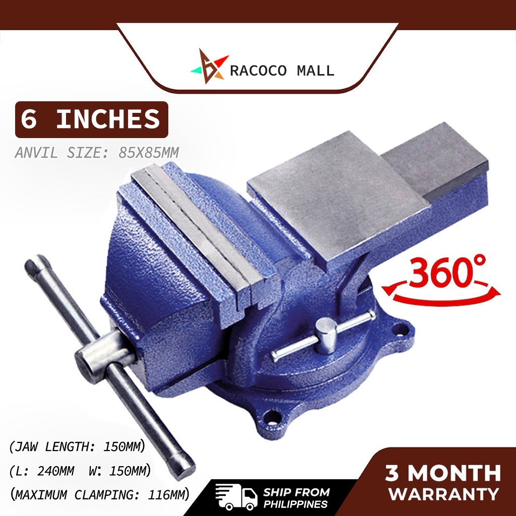 3''/4"/5''/ 6" Heavy Duty Bench Vise With Anvil Clamp Tool Gato 360° Rotating Cast Iron Bench ...