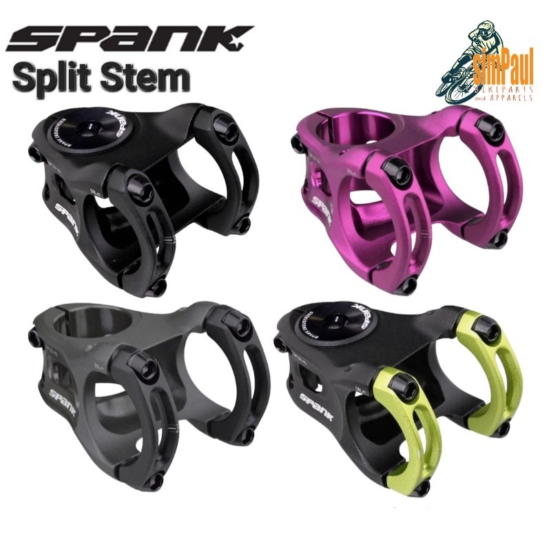 Spank Split Stem w/ Top Cap 31.8mm/35mm Diameter Black, Black/Green, Gun Metal, Purple MTB ...