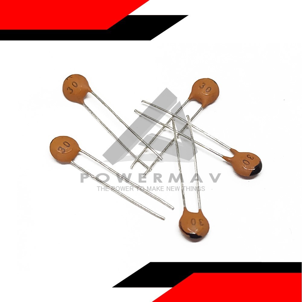 4pcs 30pf ceramic capacitor 50V 30PF 300 Ceramic Capacitor 50v 30pf Red ...