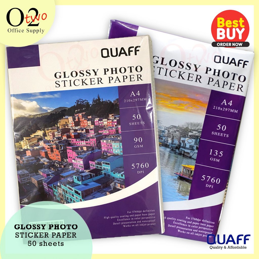 QUAFF Photo Sticker paper A4 90gsm/135gsm (50 sheets) | Shopee Philippines