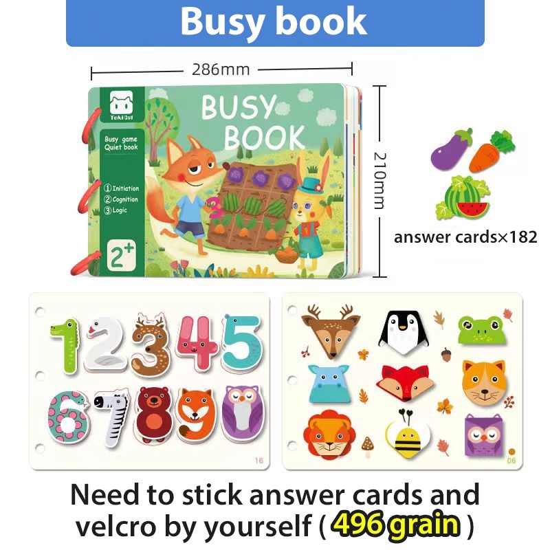 14/30Pages Kids Hand On Sticker Game Busy Book Reusable Early ...