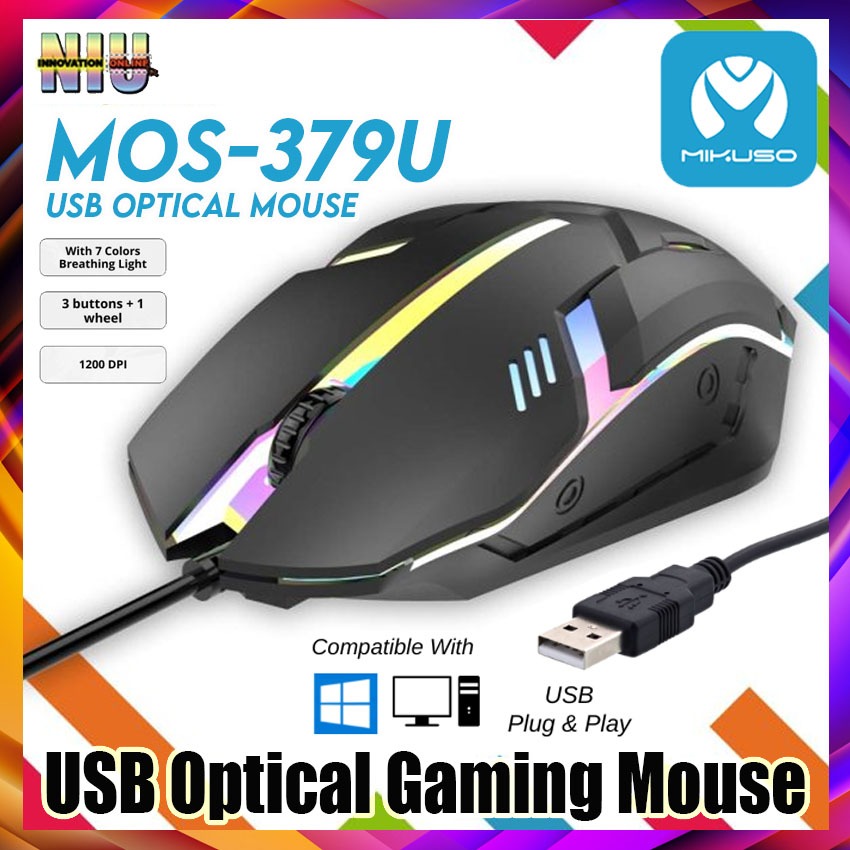 MIKUSO MOS-379U Wired USB Optical Mouse Gaming Mouse Game Notebook ...