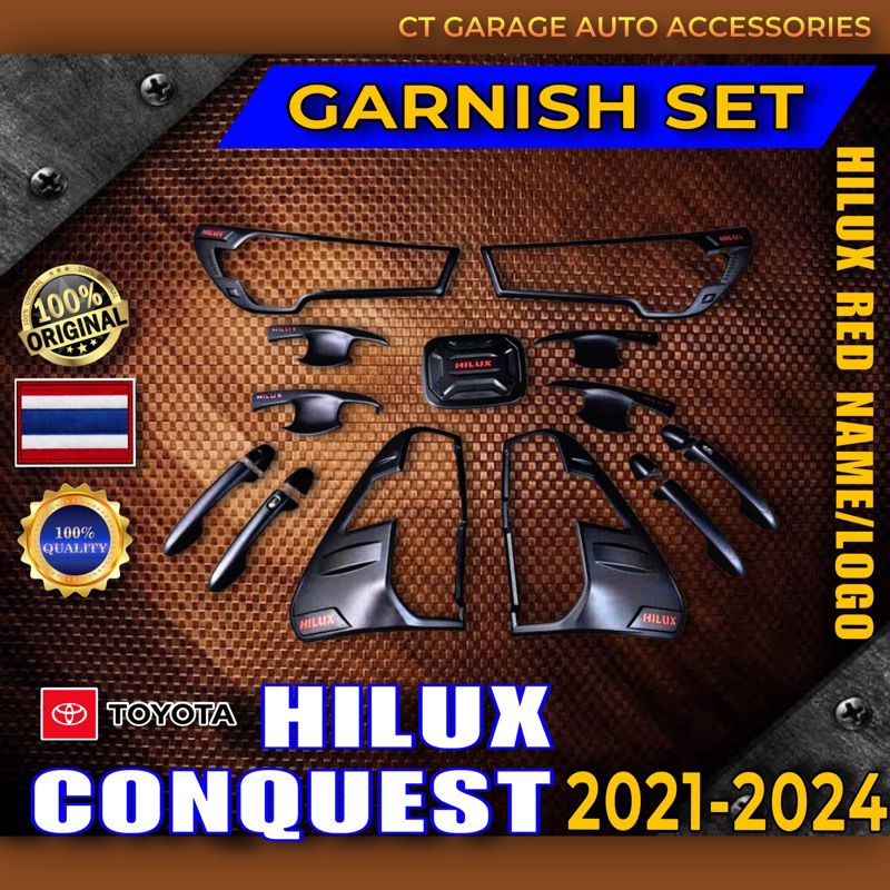 TOYOTA HILUX CONQUEST 2021-2024 GARNISH SET (RED LOGO) | Shopee Philippines