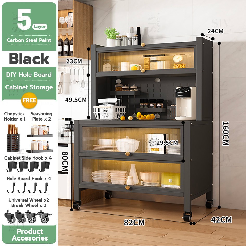 Siv 3-6 Layer Kitchen Cabinet Storage Organizer Rack Shelf With Pull ...