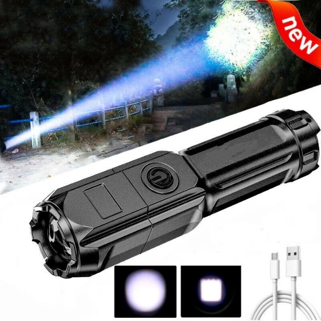 ABS strong light zoom flashlight Outdoor multi-function portable ...