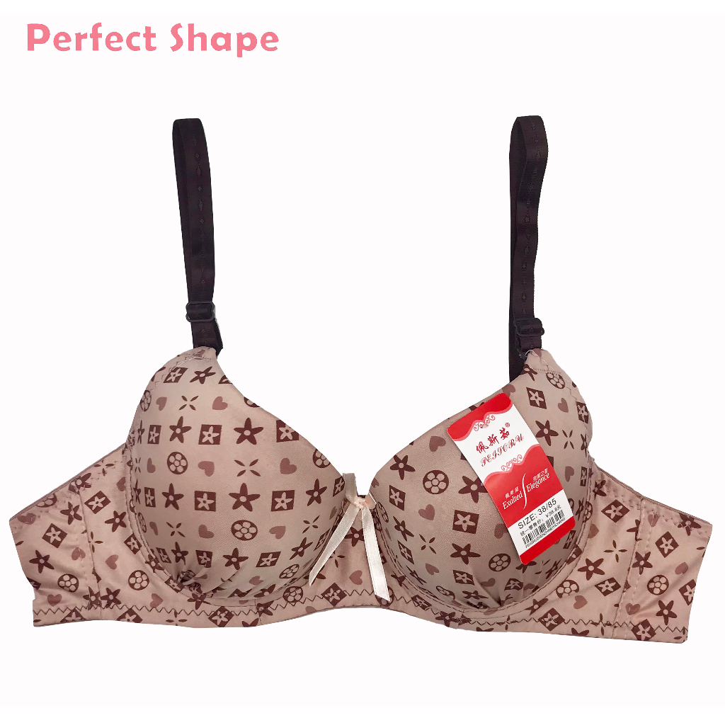 Perfect Shape Cup A Printed Heart Floral Star Bra Underwire Push Up Basic Tshirt Bralette (1pc ...