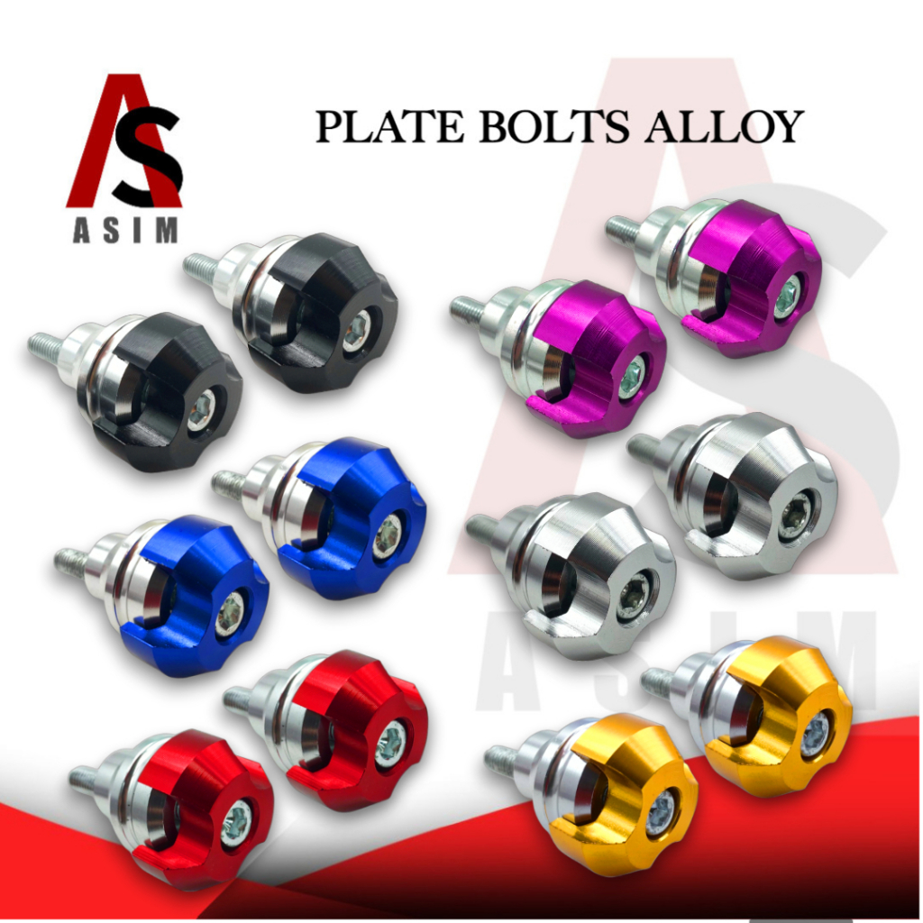 ASIM MOTORYCLE 1PAIR PLATE HOLDER BOLTS ALLOY (NOT INCLUDED NUTS ...