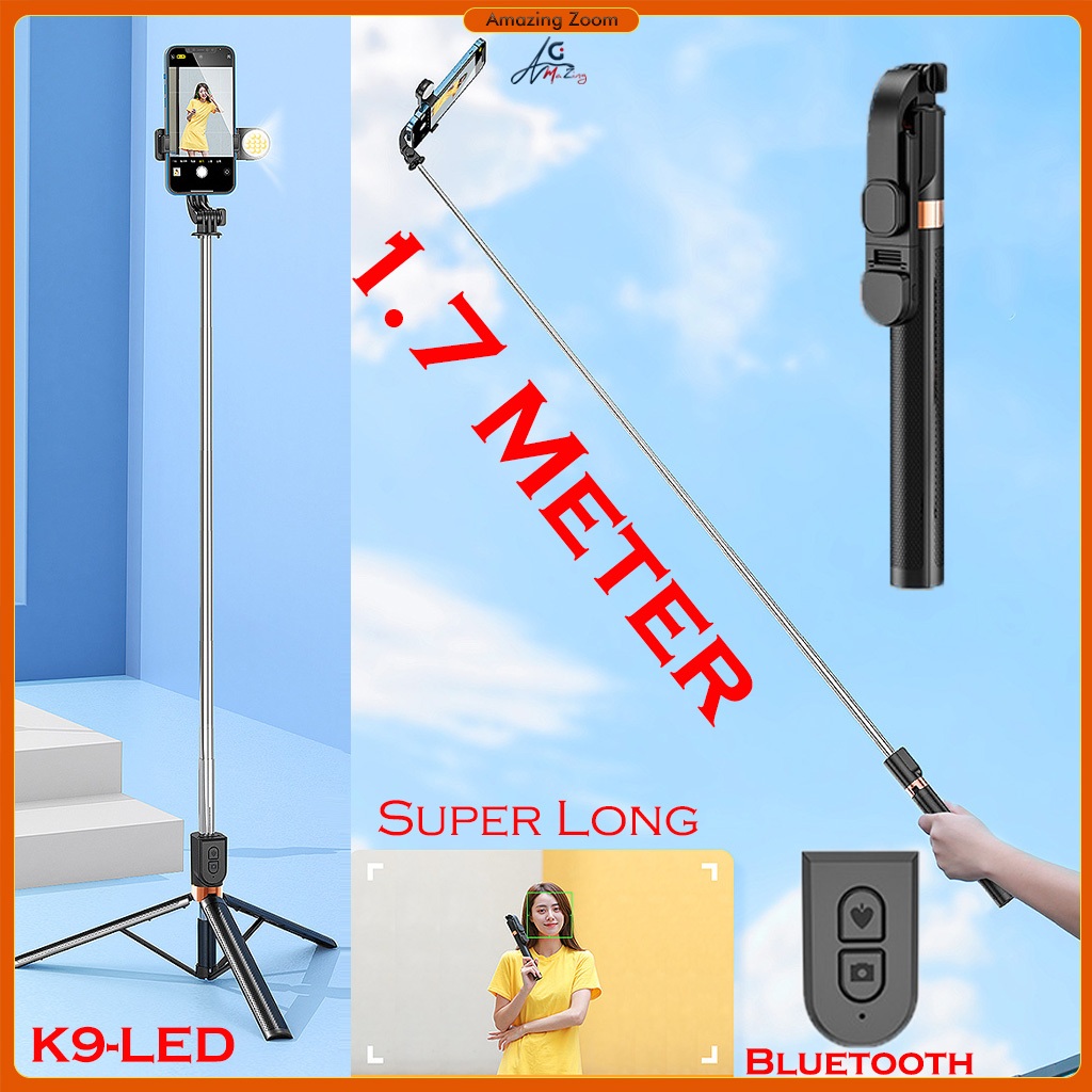 1 7 Meters Extendable Wireless Selfie Stick Monopod Tripod Bluetooth