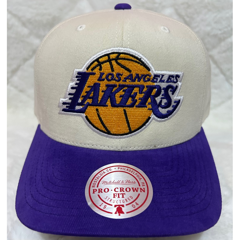 MITCHELL N NESS PRO CROWN FIT NBA LOS ANGELES LAKERS OFF WHITE | Shopee ...
