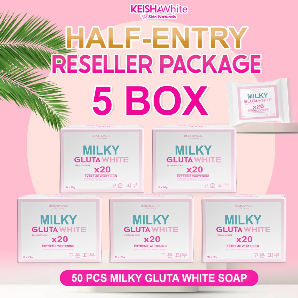 [5 BOX / 50 Pcs] MILKY GLUTA WHITE SOAP X20 EXTREME WHITENING SOAP for ...