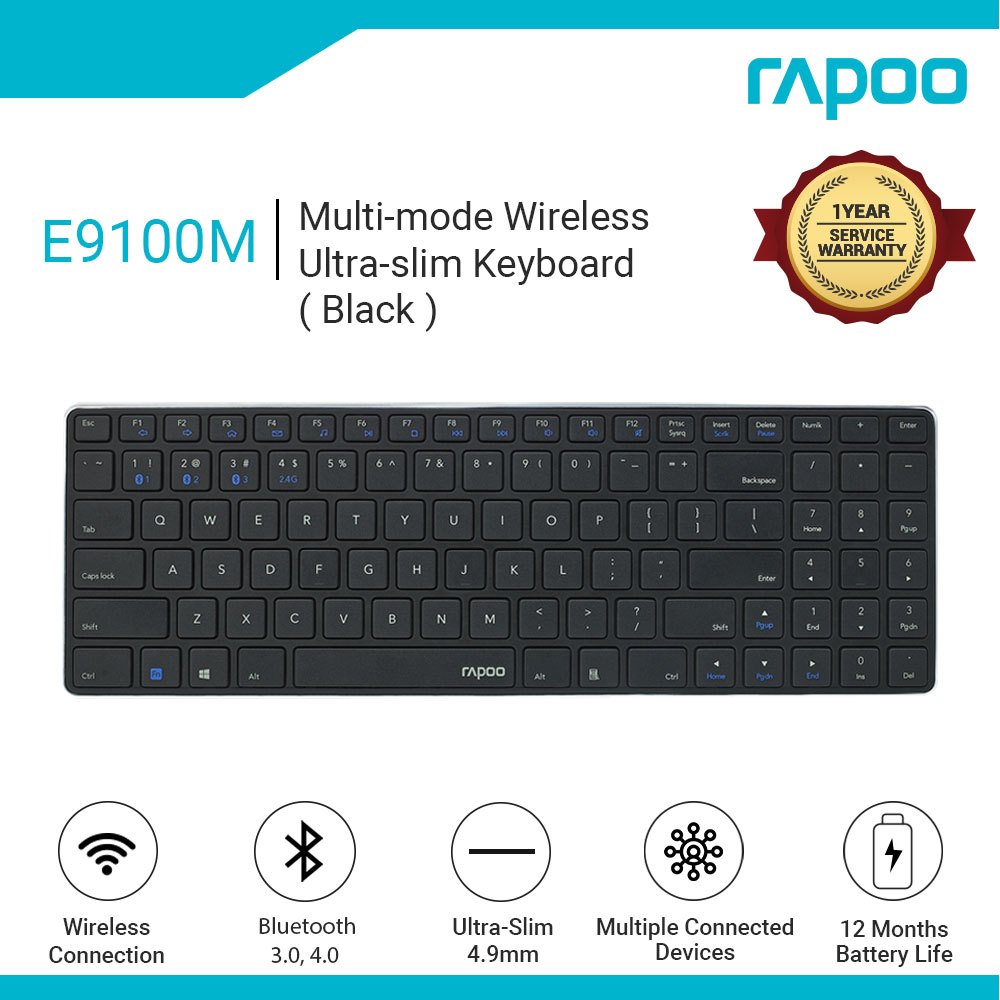 Rapoo E9100M Multi-mode Ultra-slim Bluetooth 3.0/4.0 and 2.4G Wireless ...