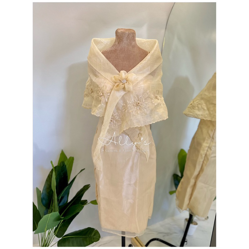 Filipiniana Alampay Pinya Organza with Free Flower Bruche CODE: FLOWER ...