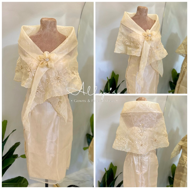 Filipiniana Alampay Pinya Organza with Free Flower Bruche CODE: FLOWER ...
