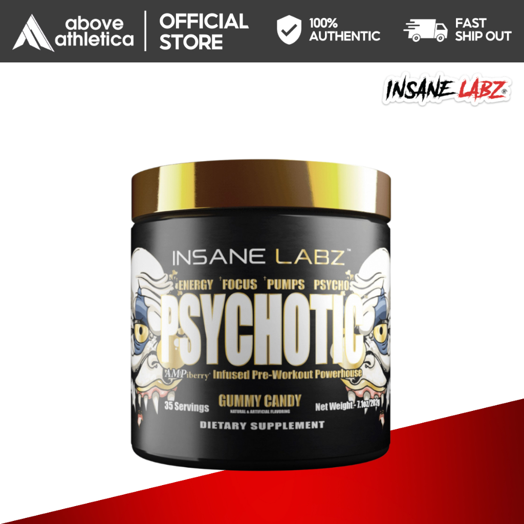 Insane Labz Psychotic Gold, High Stimulant Pre Workout Powder 204g - 35 ...