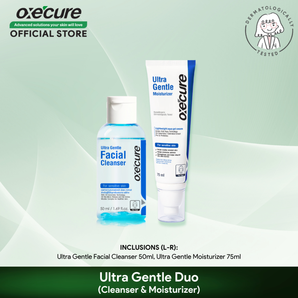 OXECURE Ultra Gentle Duo (Cleanser and Moisturizer for Sensitive Skin ...