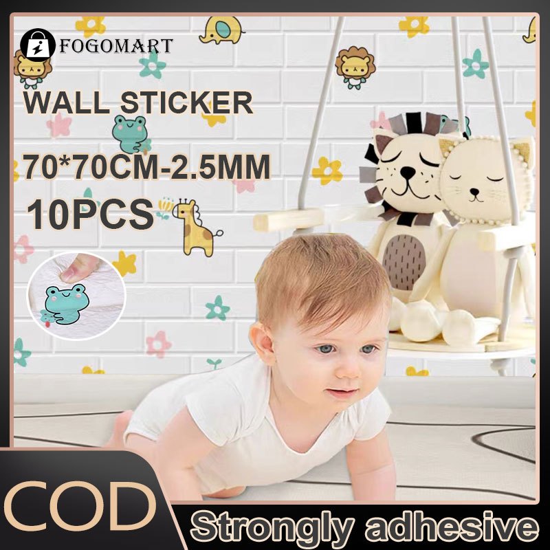 10PCS 70*70cm 3D Wallpaper Children's Room Wall Sticker Cute Animal ...