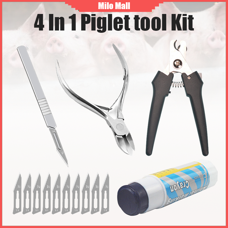 4 In 1 Piglet Tool Kit Tail Cutter+Pig Tooth Nipper+Piglet Castration ...