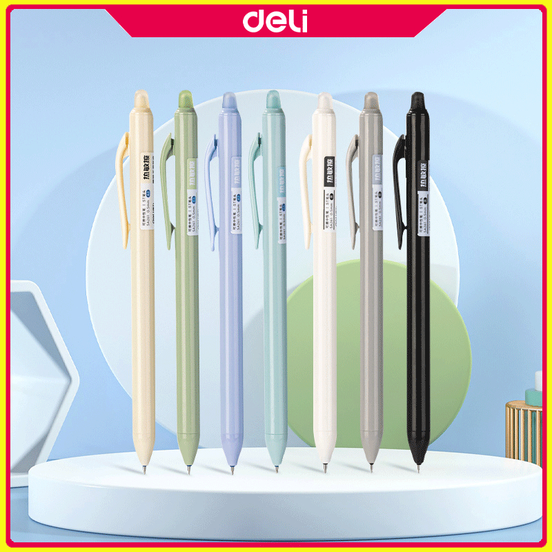 Deli SA261 Press Writing Erasable Gel Pen 0.5mm ST HeadBlack Refil ...